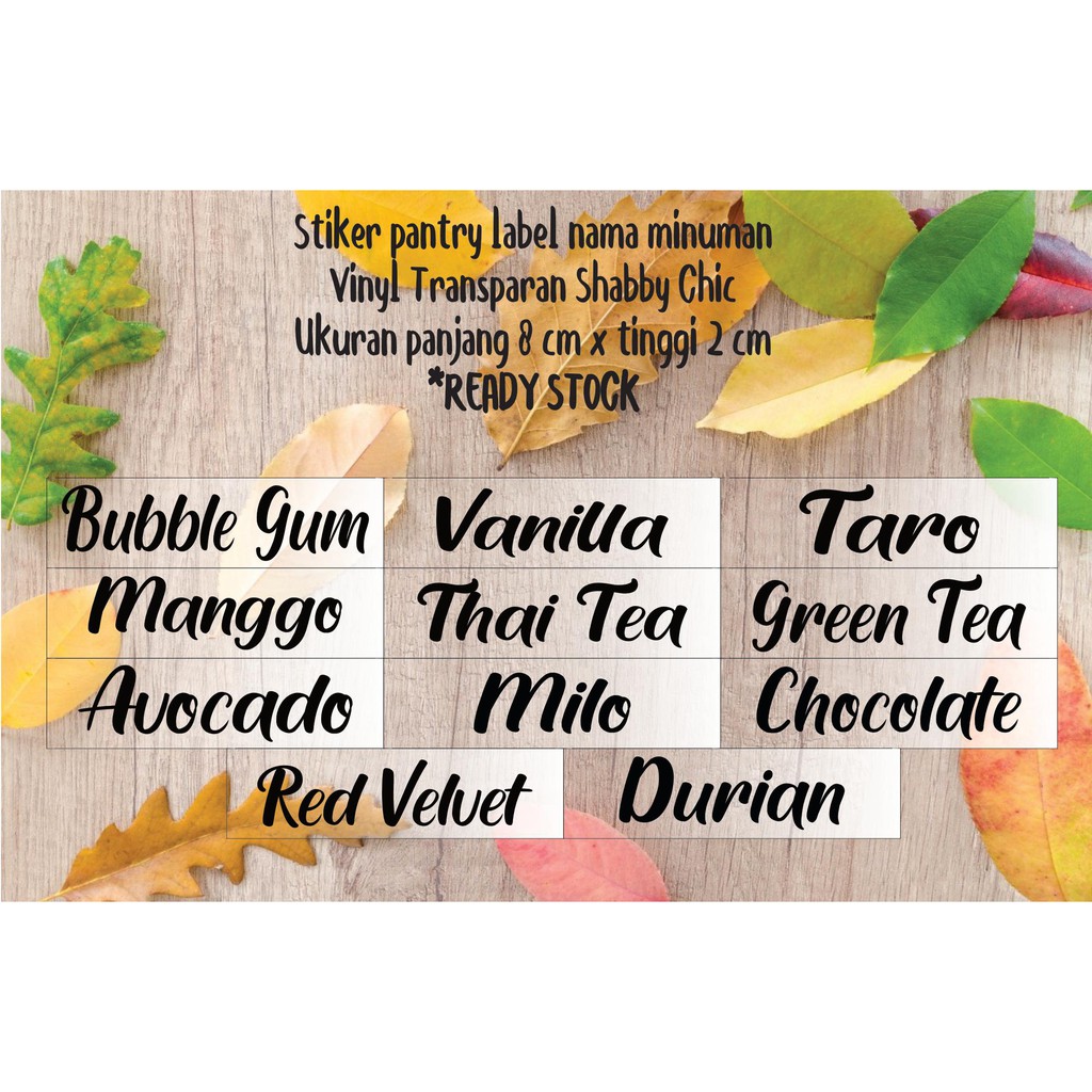 Jual Stiker Pantry Label Nama Minuman Vinyl Transparan Shabby Chic ...