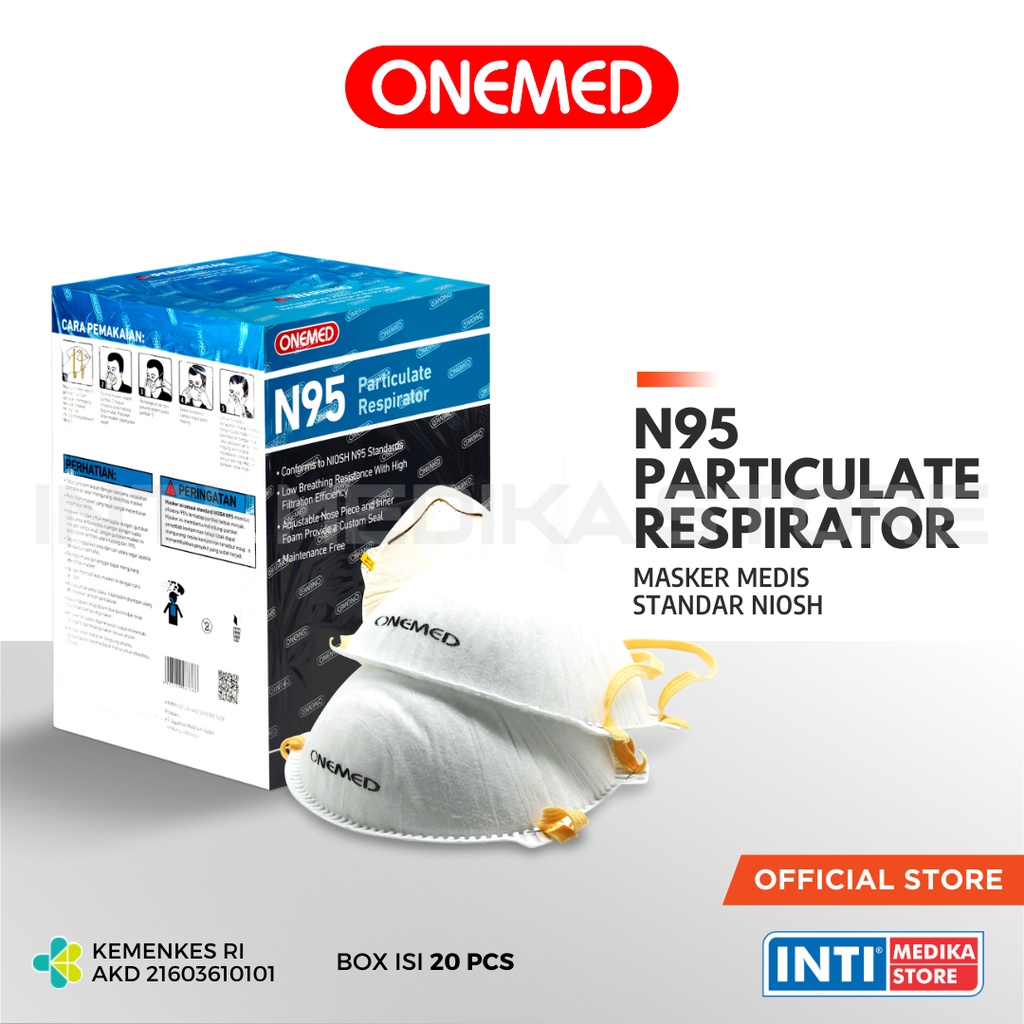 Jual ONEMED - Masker N95 OneMed Standar NIOSH | Masker Medis Earloop | Shopee Indonesia