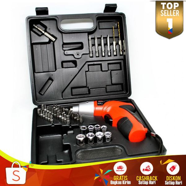 Jual Cordless Multi-function Electric Screwdriver Set 4.8V 45pcs Bor ...