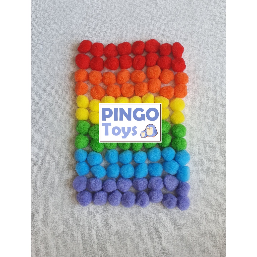 Jual Mainan Edukasi Anak Pompom / Pom Pom Bulu ukuran 2.5 cm isi 100 ...