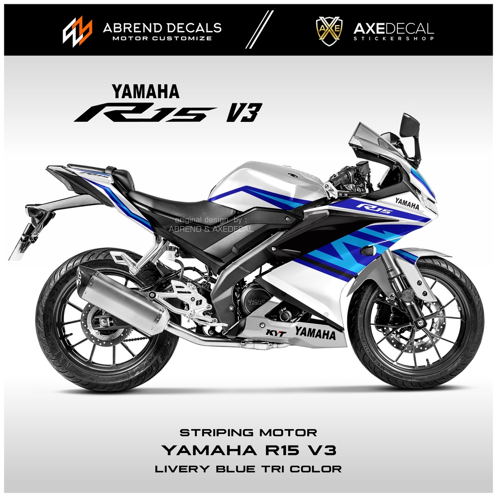 Jual STRIPING YAMAHA R15 V3 LIVERY BLUE TRI COLOR AJI FIRMANTO / STIKER MOTOR R15 V3 DESIGN ...