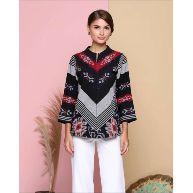 Jual BAJU ATASAN TENUN BLOUSE TENUN MODEL LURIK | Shopee Indonesia