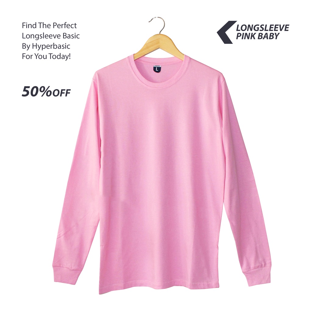 Jual Baju Kaos Polos Lengan Panjang Wanita Warna Pink Baby Cotton ...