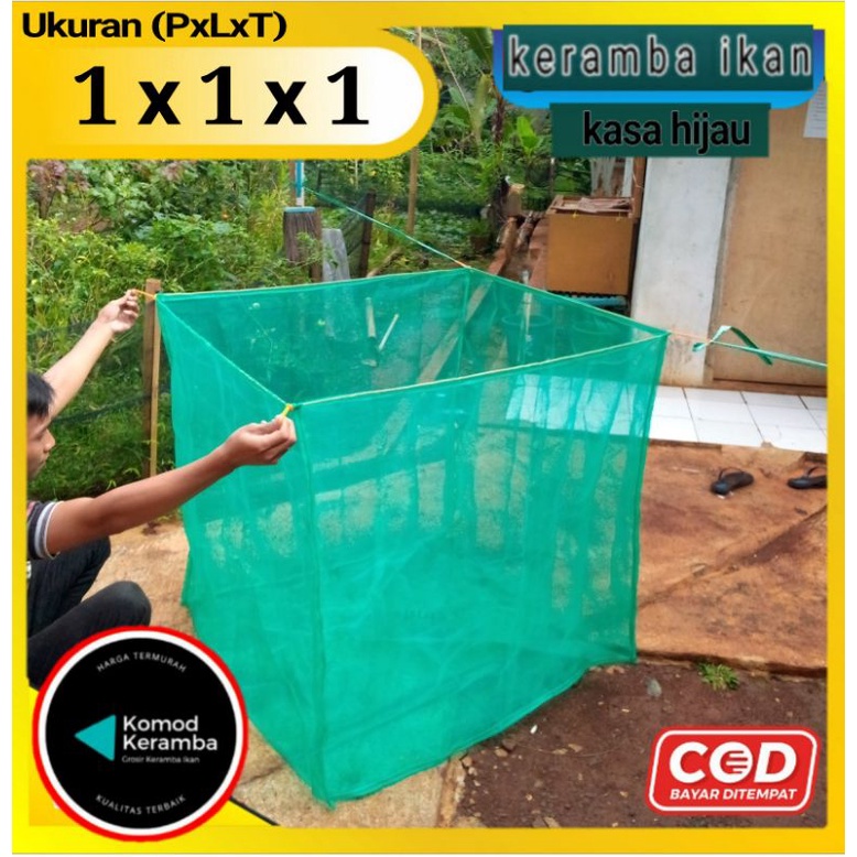 Jual keramba ikan 1x1x1 jaring apung tanjaran kasa hijau karamba kotak ...