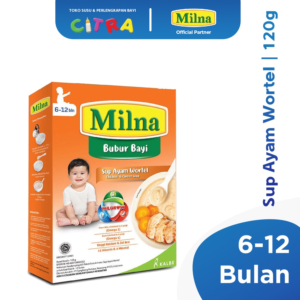 Jual Milna Bubur Reg 6 Bulan Sup Ayam Wortel 120gr Indonesia|Shopee ...