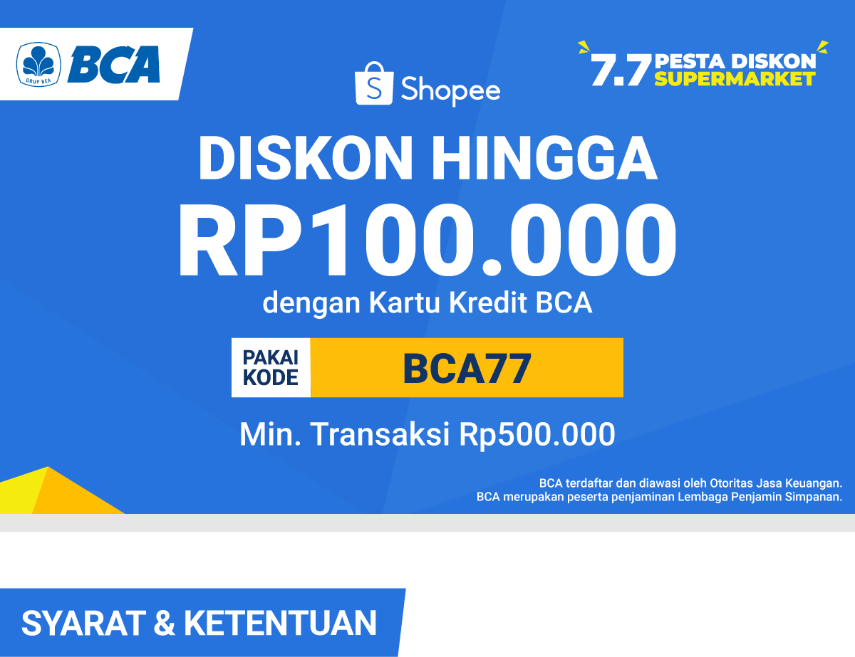 Diskon Hingga 100RB Pakai Kartu Kredit BCA Visa/Mastercard, BCA JCB ...