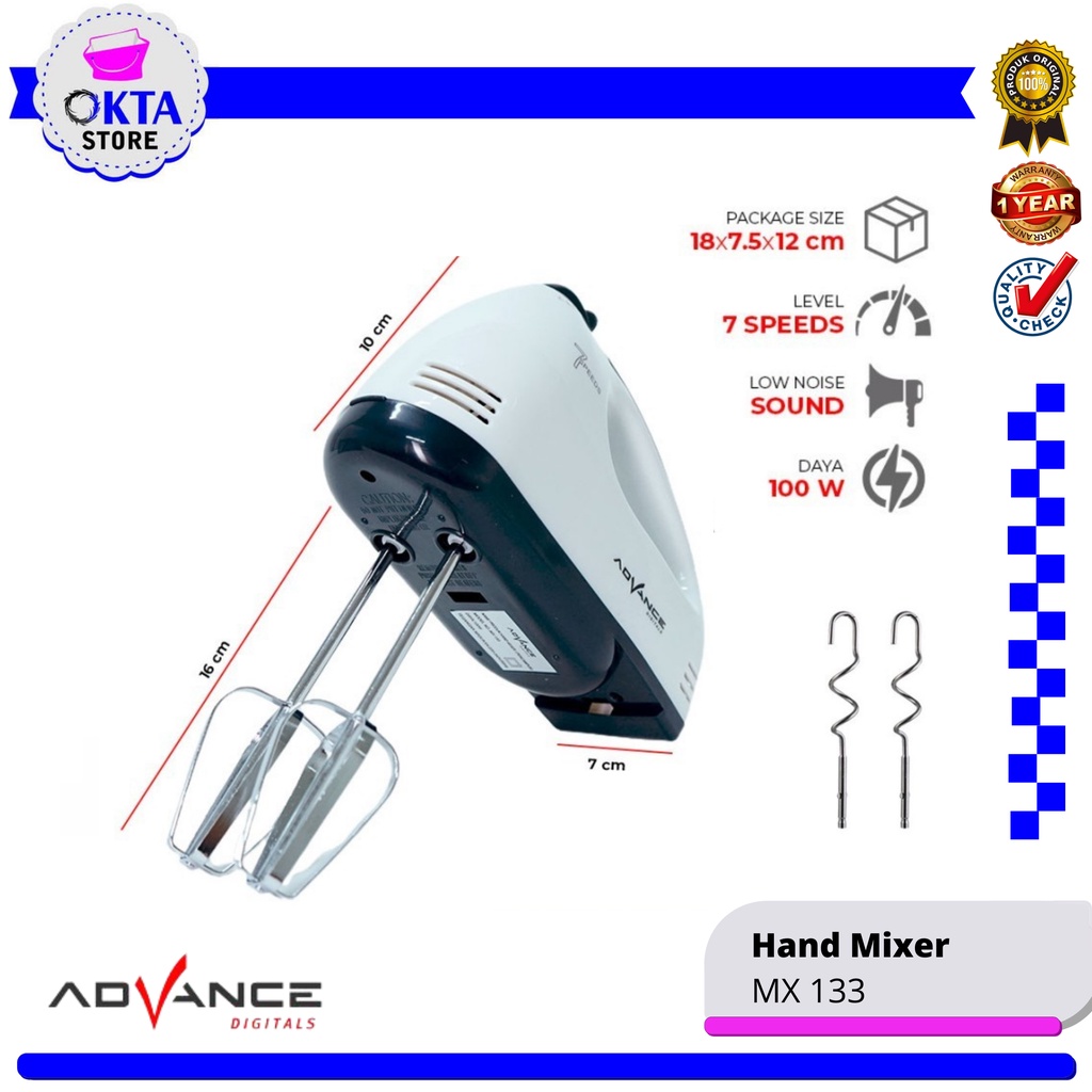 Jual Advance Hand Mixer MX-133 100 Watt Indonesia|Shopee Indonesia
