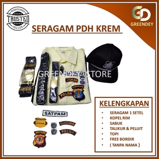 Jual BAJU SERAGAM PDH KREM SATPAM LENGKAP FULL SET ATRIBUT SETELAN PDH SECURITY TERBARU KREM ...