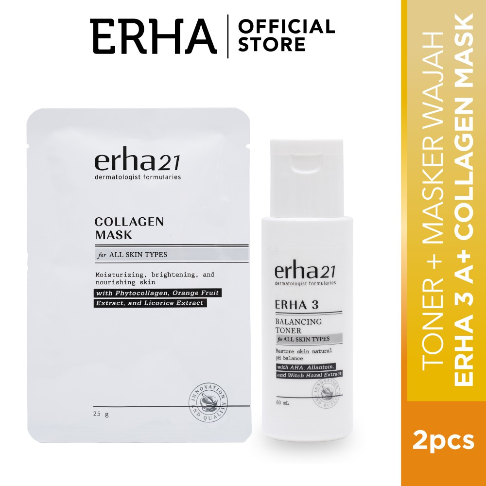 ERHA VP Erha 3 & Collagen Mask - Paket Toner & Masker Wajah | Shopee ...