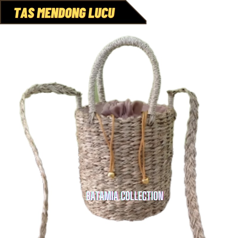 Jual Tas Anyaman Mendong Tabung Tas Selempang Wanita Lucu Unik Etnik ...