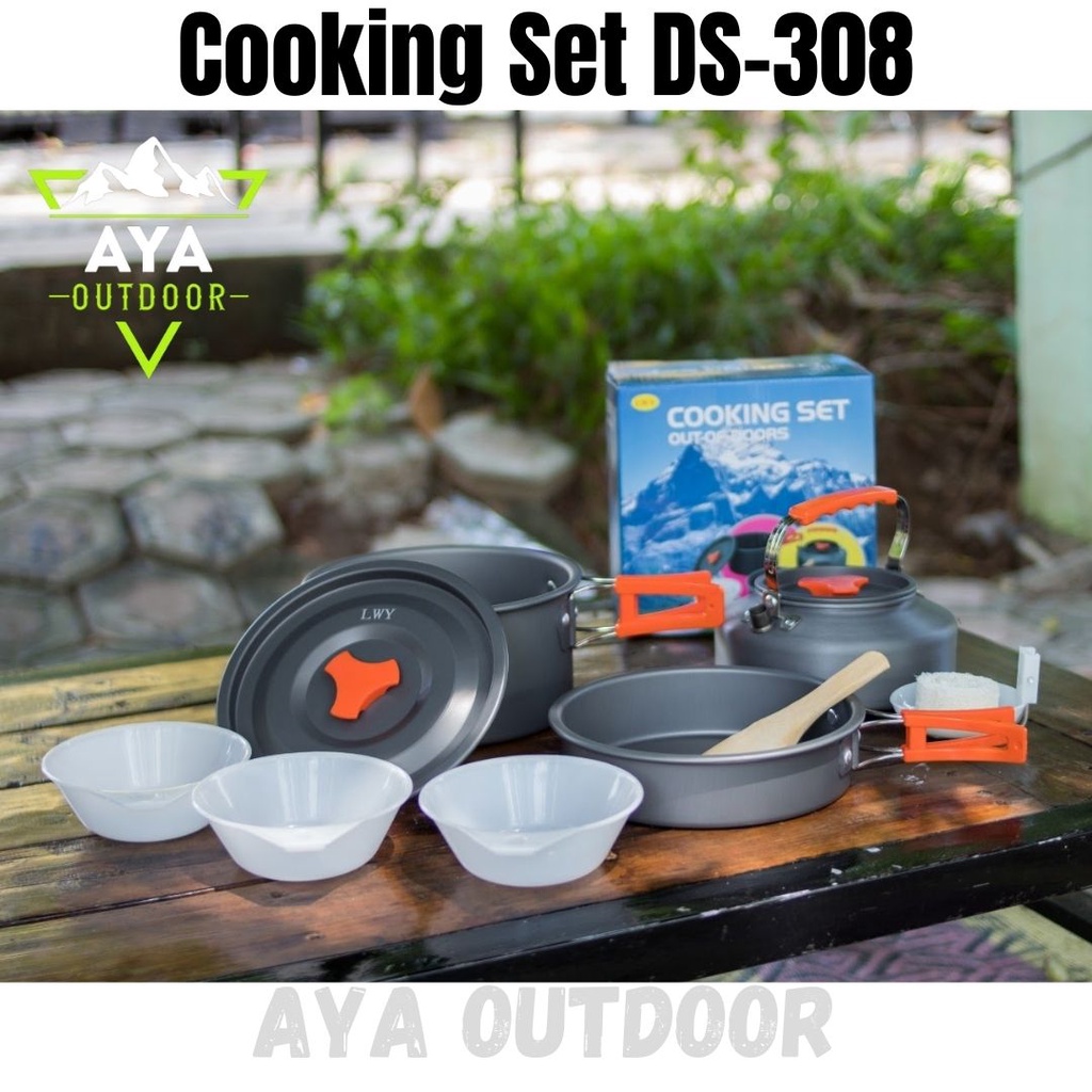 Jual COOKING SET ALAT MASAK DS-308 ALAT MASAK CAMPING NESTING PERALATAN ...