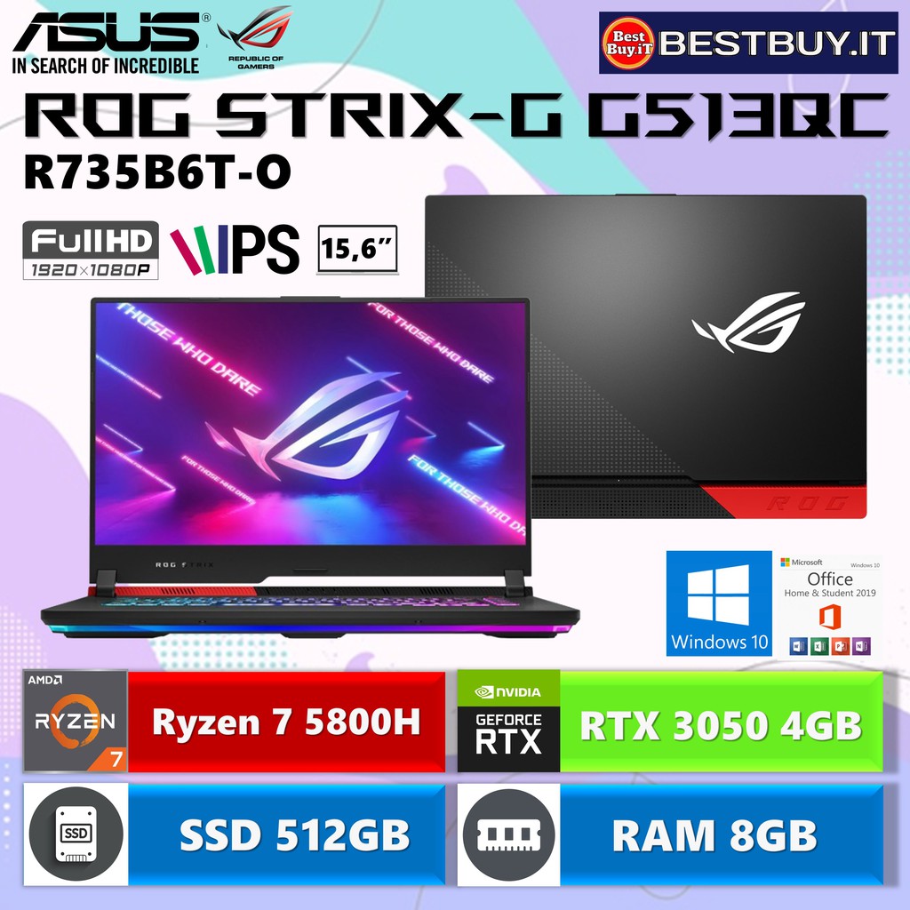 Jual ASUS ROG STRIX G513QC RYZEN 7-5800H 8GB 512GB RTX3050 4G 144Hz W10 ...