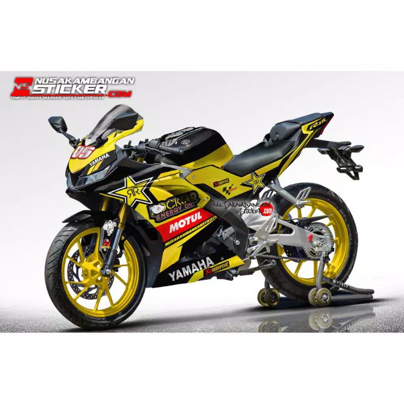 Jual Decal Stiker Motor Yamaha R15 V3 Full Body Rock Star Kuning Grafis ...