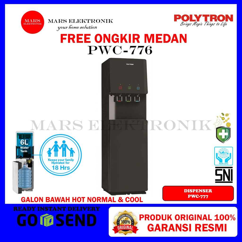 DISPENSER POLYTRON PWC-776 / GALON BAWAH / 3 KRAN / HOT NORMAL COOL ...