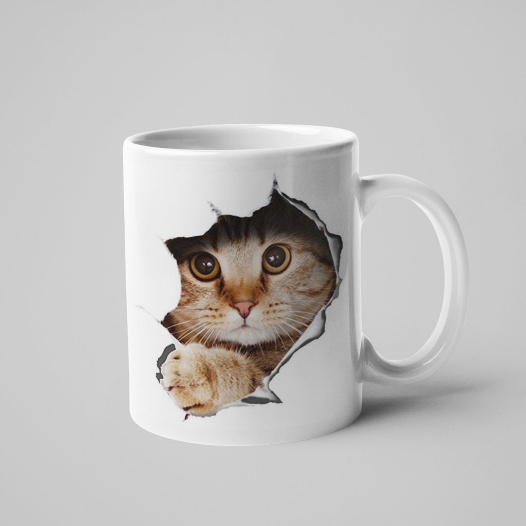 Jual Mug Gelas gambar Kucing Cute Cat Ngintip | Shopee Indonesia