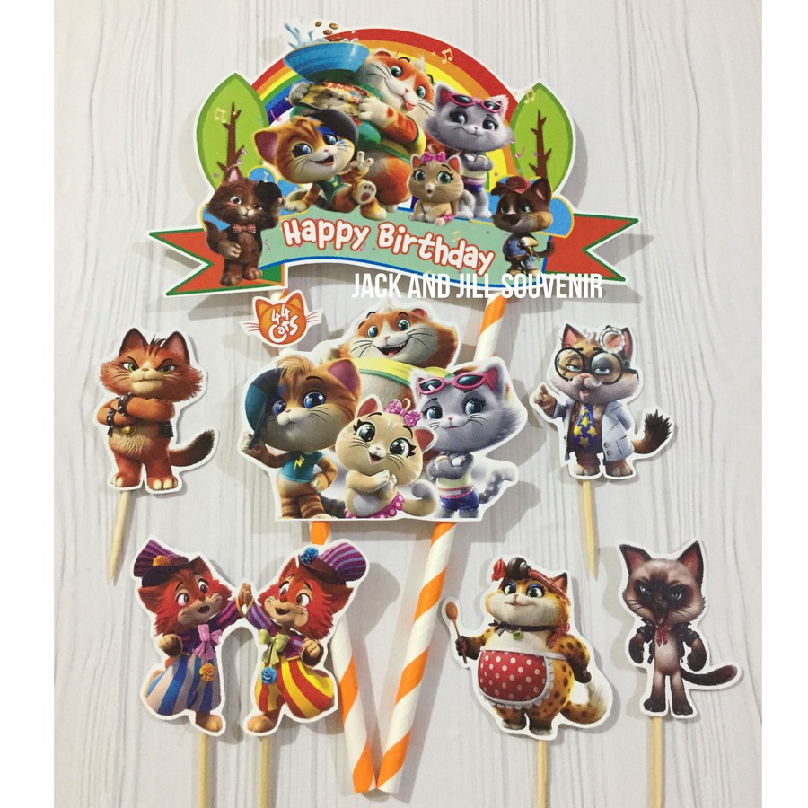 Jual cake topper 44 cats - banner topper cake - cake topper happy ...