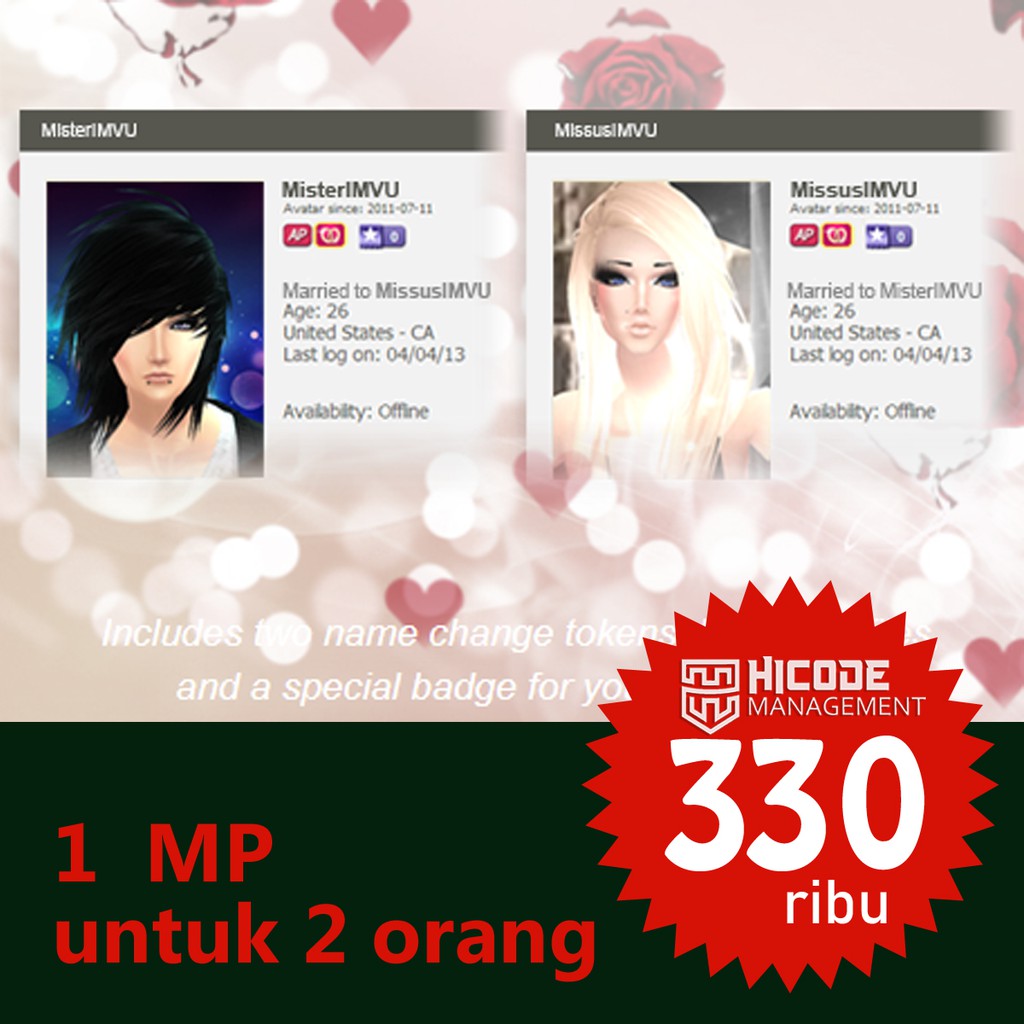Jual (Shopee PayLater) IMVU MP Marriage Package UNTUK 2 ID | Shopee ...