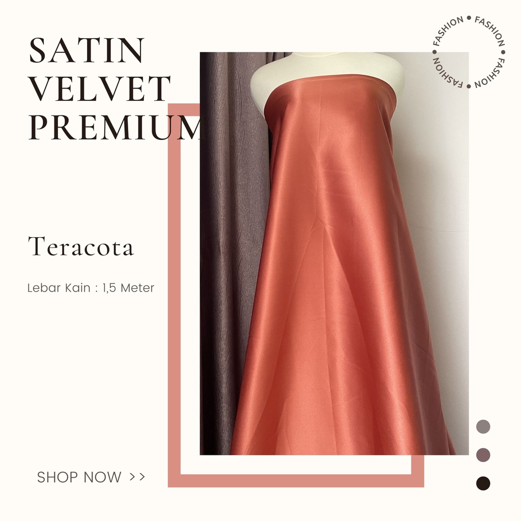 Jual Kain Furing Satin Sateen Silk Velvet Premium Warna Teracota ...