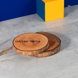 Jual TATAKAN KAYU BULAT ALAMI NATURAL WOODEN COASTER TATAKAN GELAS ...