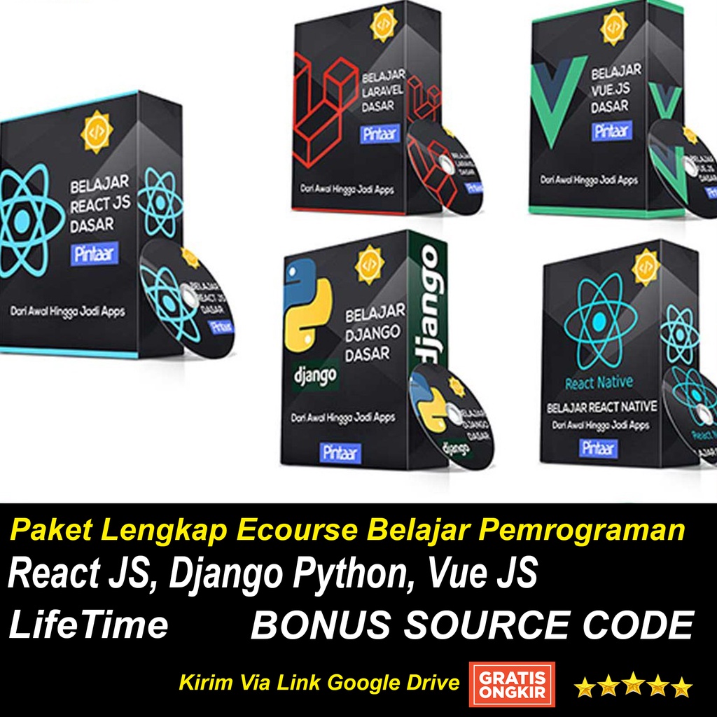 Jual Paket Lengkap Ecourse Belajar Pemrograman React Js Django Python Vue Js Shopee Indonesia