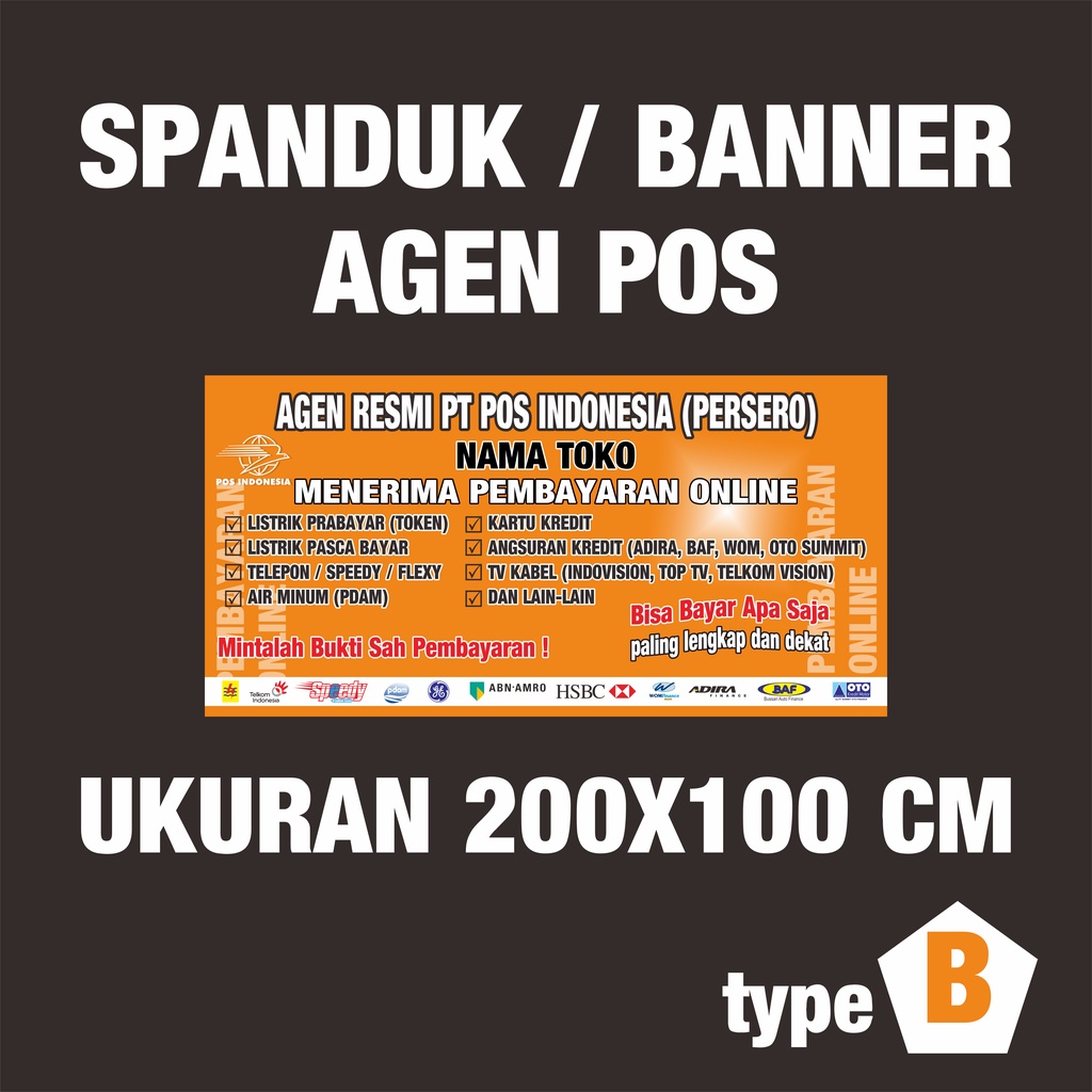 Jual Banner / Spanduk Agen Pos 200x100 cm - Pospay - Pos Indonesia ...