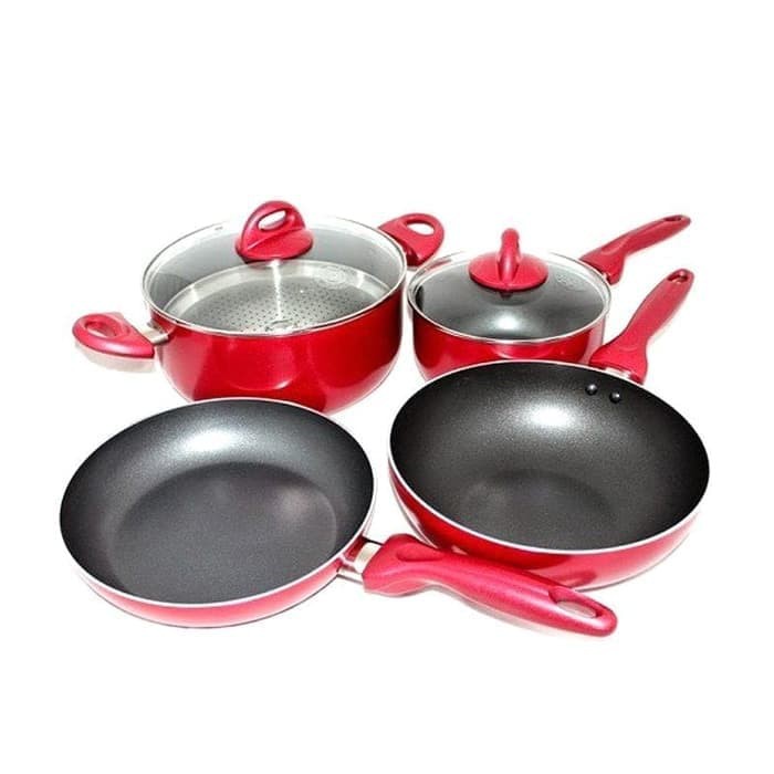 Panci Supra Set 7 Pcs - Cookware Set Grosir Original Supra -Merah ...