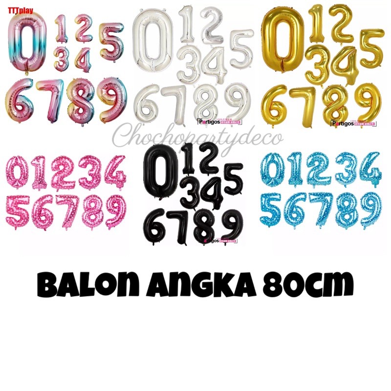 Jual Balon Angka Jumbo 80cm - Balon angka jumbo gold silver pink biru ...