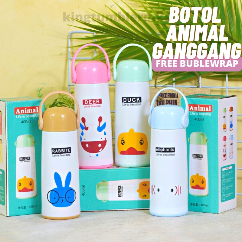 Jual Botol Minum Tumbler Kaca Animal Ganggang 400ml / Botol Air Kaca ...
