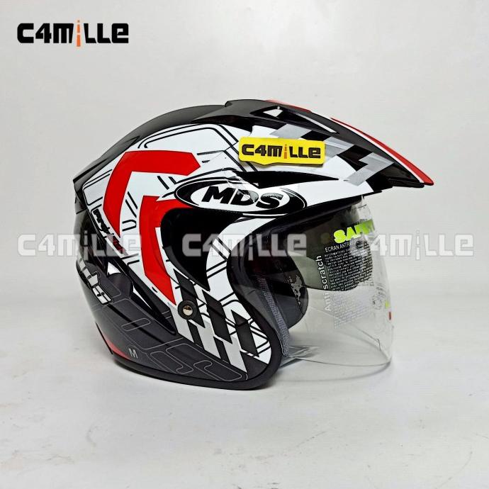 Jual HELM MDS PROJET 2 #7 BLACK RED DOUBLE VISOR HALF FACE | Shopee ...