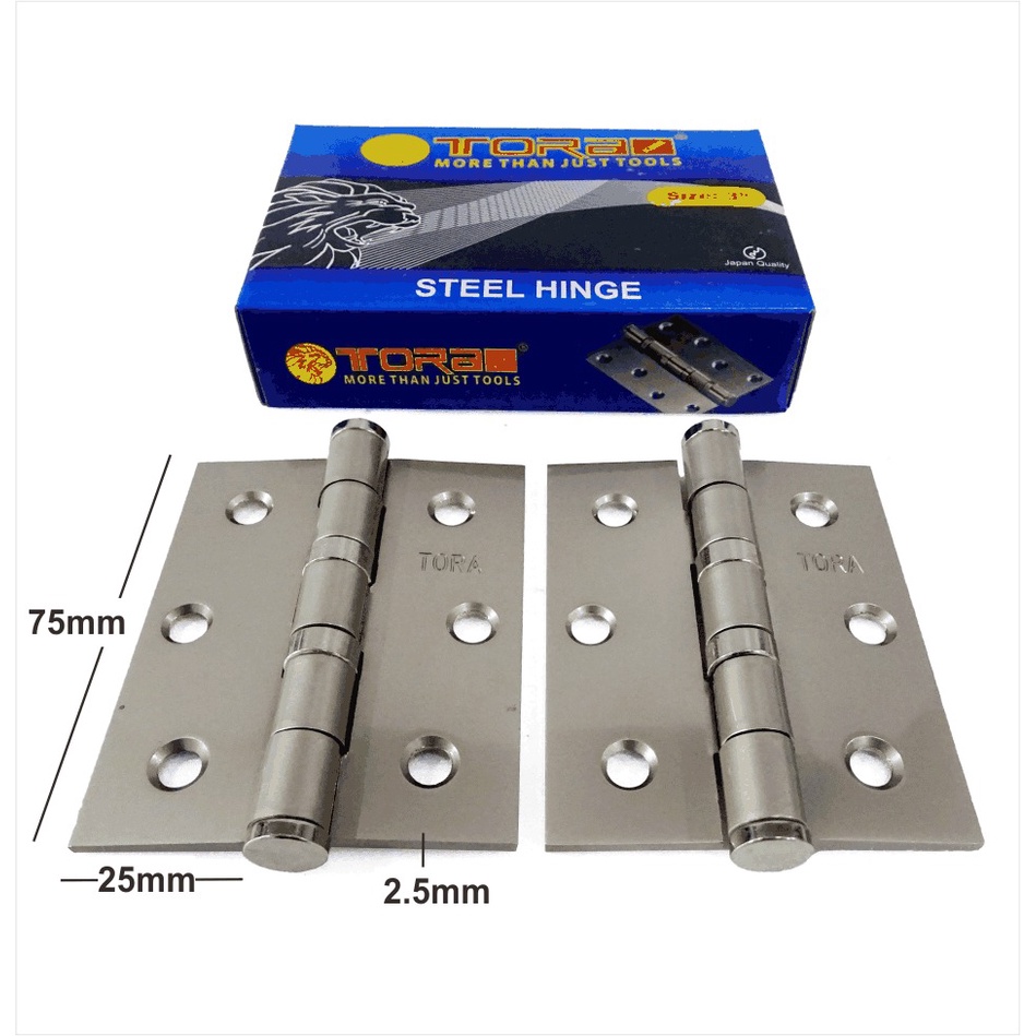 Jual TORA Engsel Besi Silver Tebal 3 Inch - Hinges Steel Silver HSN3 ...