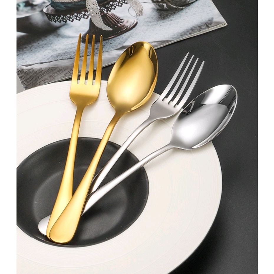 Jual Sendok Garpu Stainless Steel Tebal Gold - Sendok makan gold / Set ... Jual Sendok Garpu Stainless Steel Tebal Gold - Sendok makan gold / Set ...