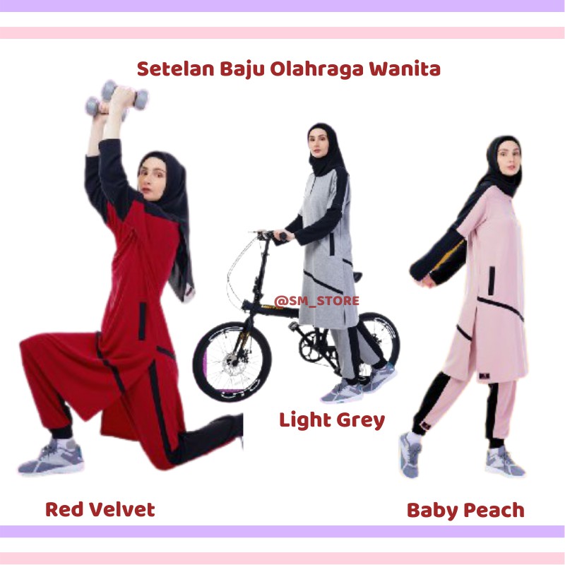 Setelan Baju Olahraga Senam & Yoga Wanita Muslimah| Set Baju Olahraga ...