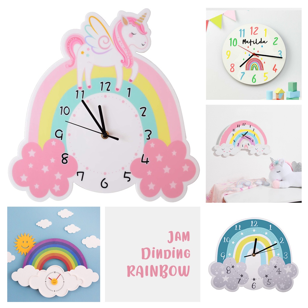 Jual Jam Dinding Rainbow Cloud Awan Pelangi | Shopee Indonesia