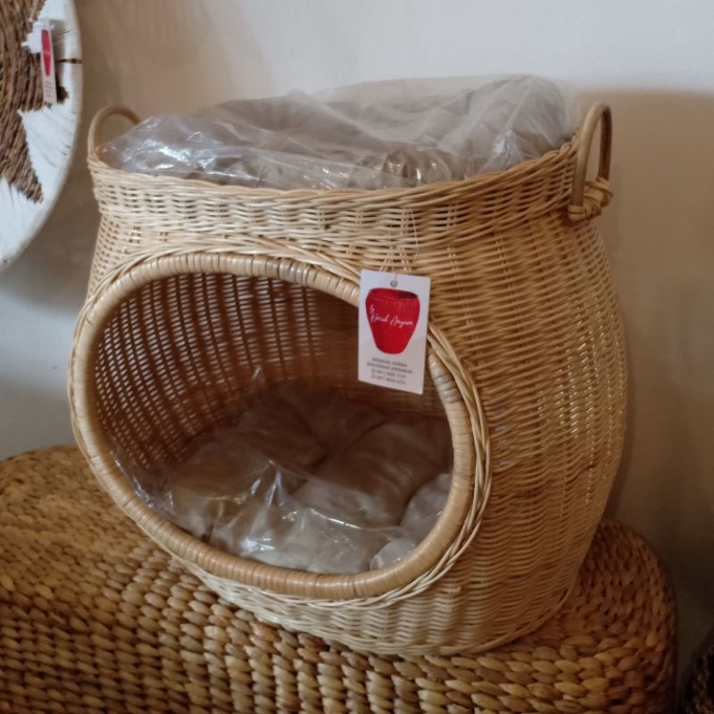 Jual kandang kucing/pet basket kucing/kandang hewan kucing rotan ...