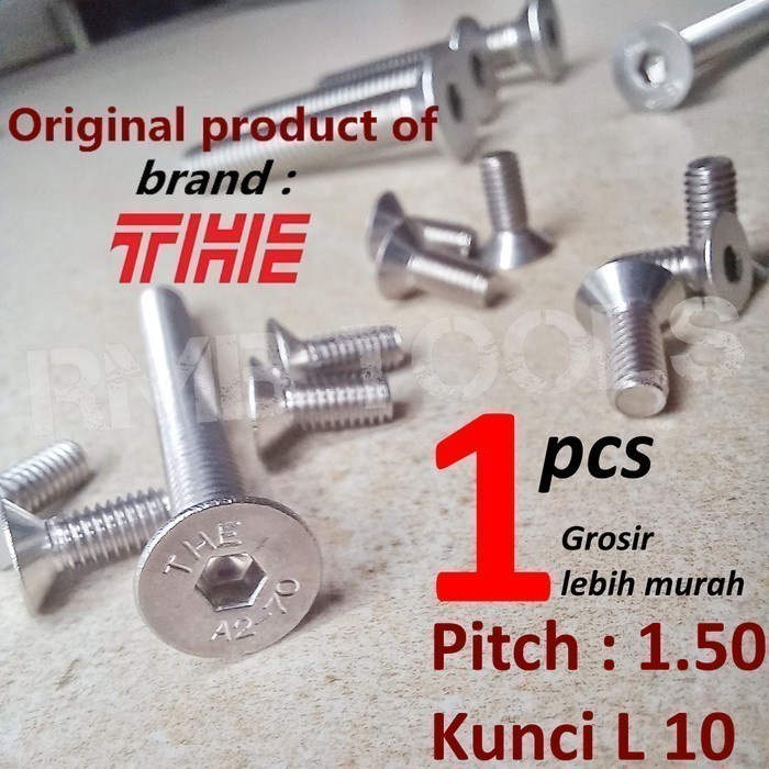 Jual M10x30 Baut JF Kunci L Stainless SS 304 A2-70 Verseng Countersunk M10 | Shopee Indonesia