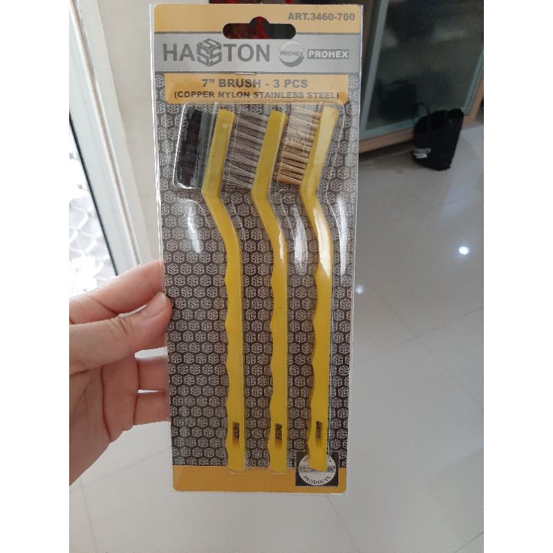 Jual Sikat Set Hasston Prohex Mini Isi 3pcs Kawat Baja Kuningan Nylon