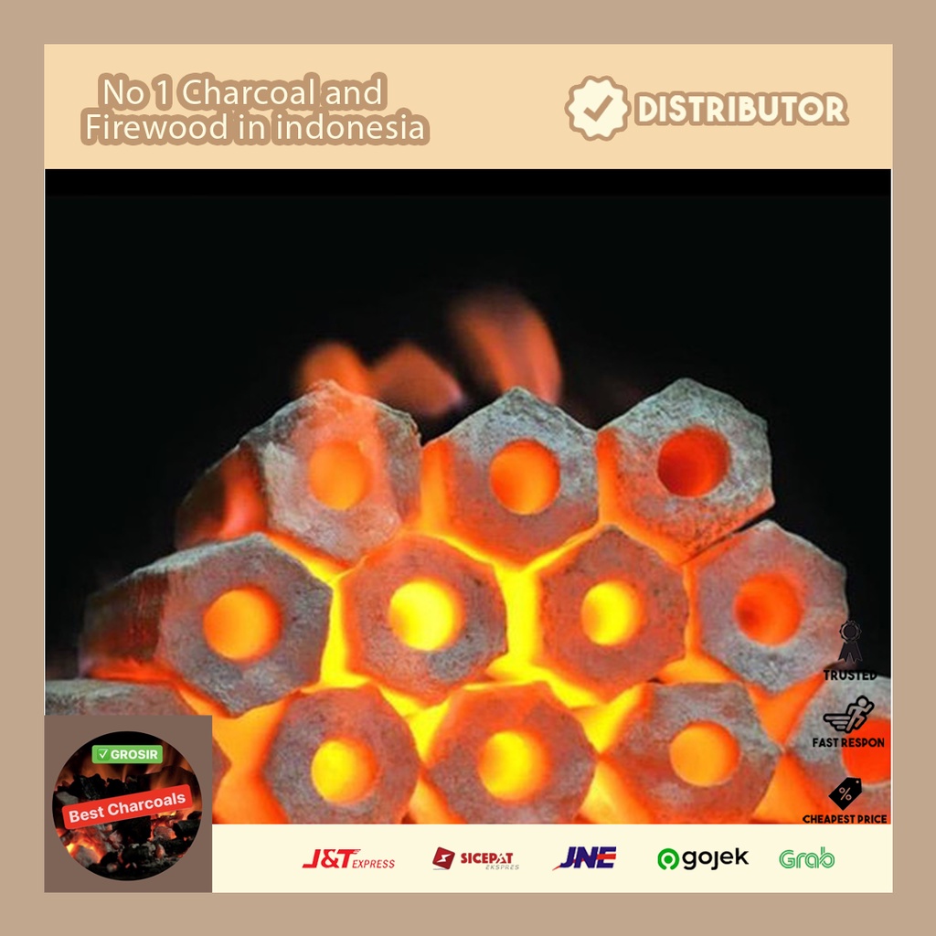 Jual Arang Briket Hexagonal 1 Kg BBQ Premium Food Grade Areng Barbeque ...