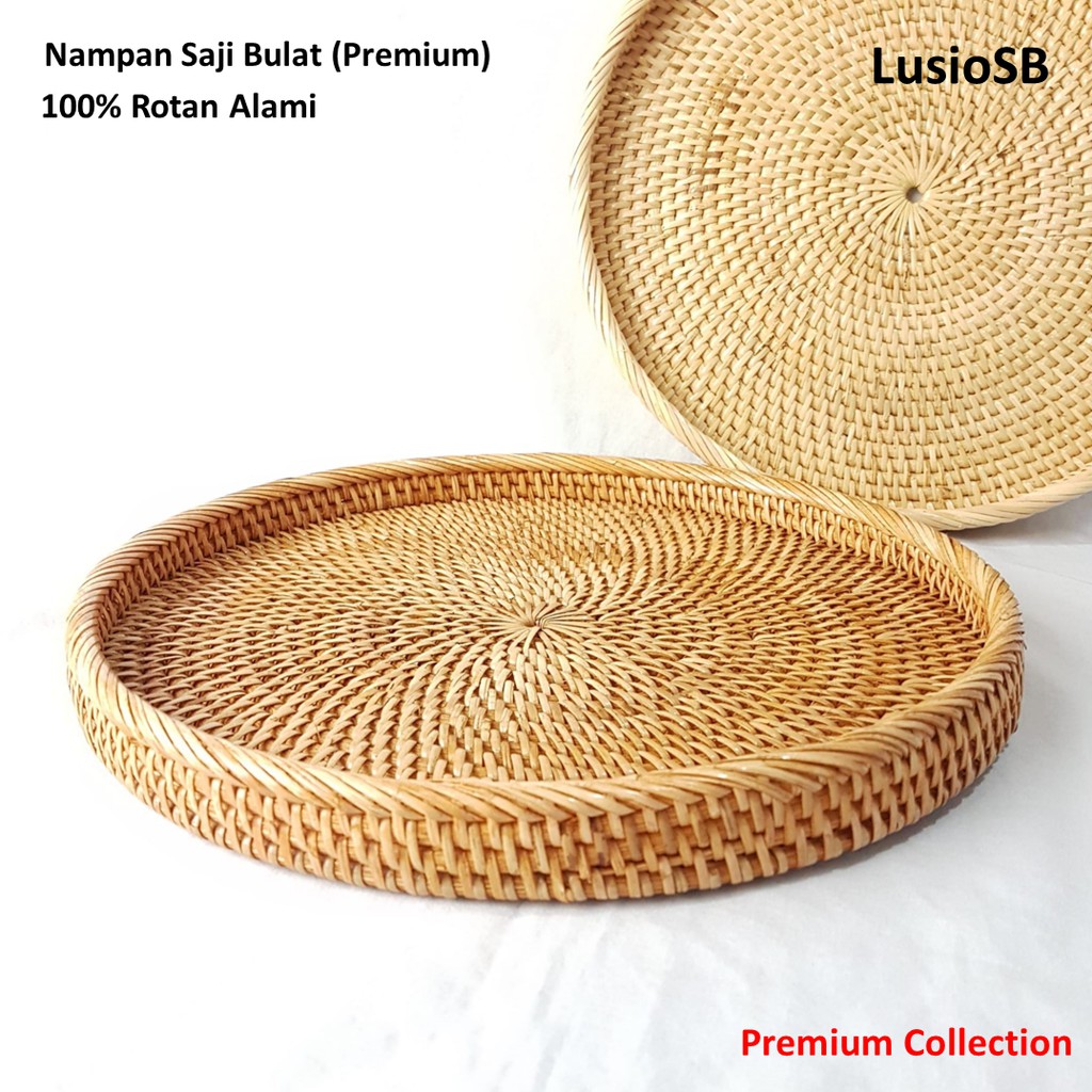 Jual LusioSB Nampan Saji Rotan / Nampan Bulat / Baki Rotan / Rattan ...
