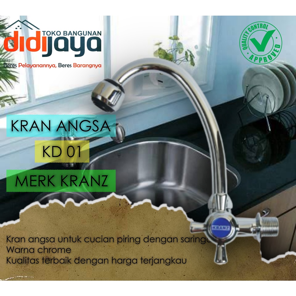 Jual Kran Angsa Kran Cucian Piring Warna Chrome merk Kranz Kran Dapur KD-01 | Shopee Indonesia