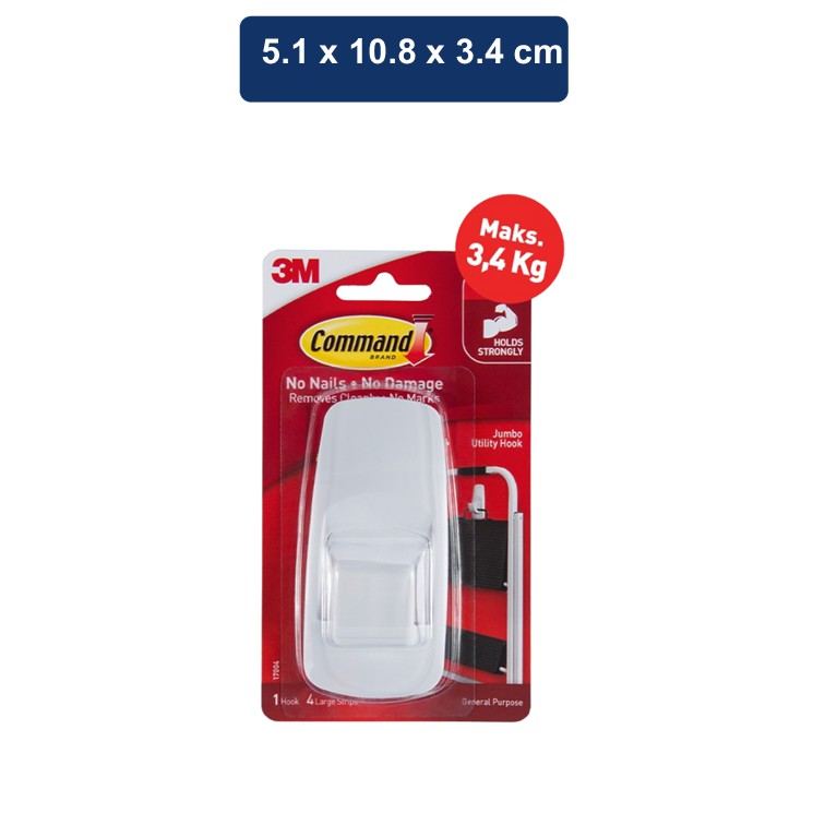 Jual 3M Command Gantungan / Jumbo Hook Stretch (17004) | Shopee Indonesia