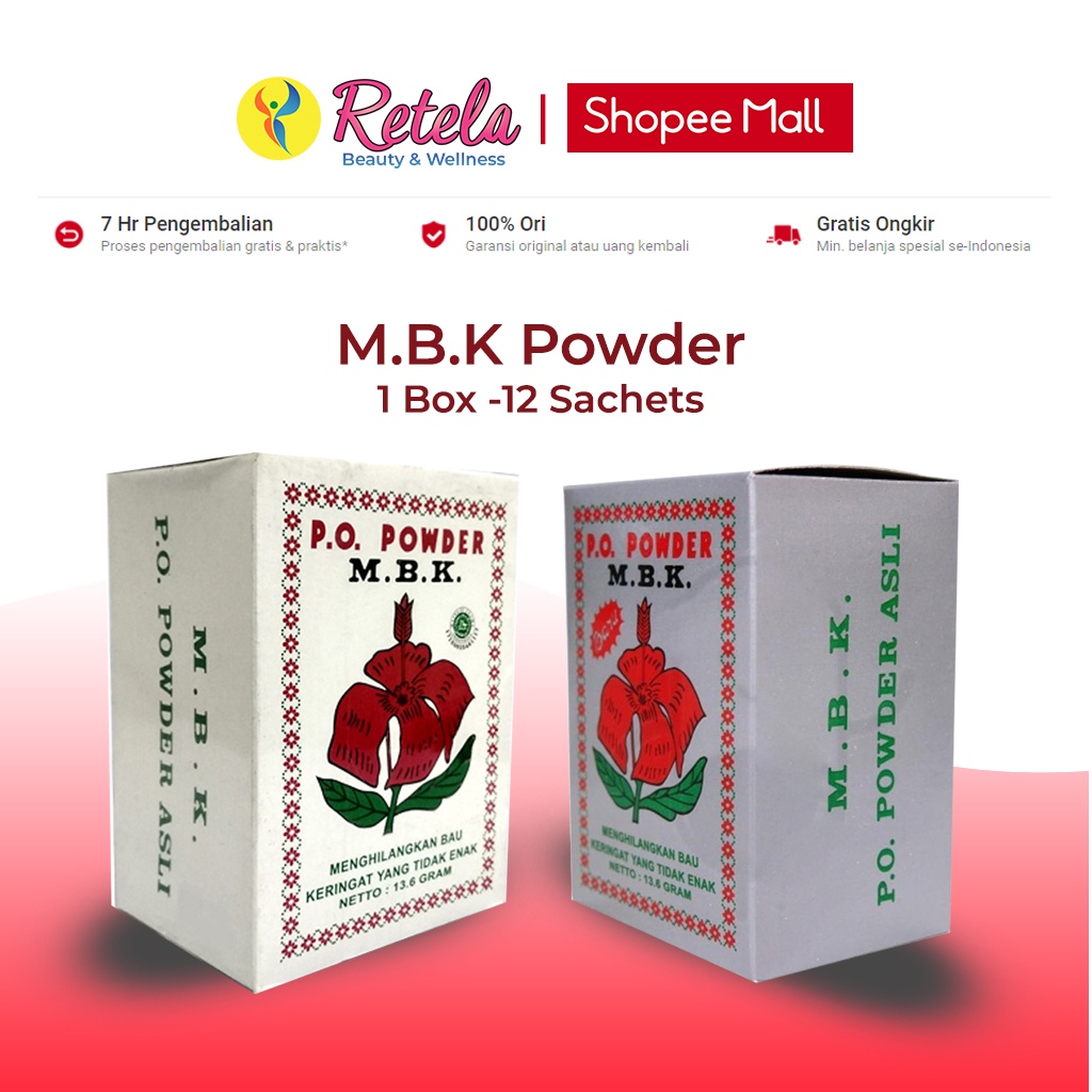 Jual Bedak M.B.K 13,6 Gram 1 Box (12 Sachet) / Super/ Putih / Biasa / Silver / Bedak Bb / Bedak ...