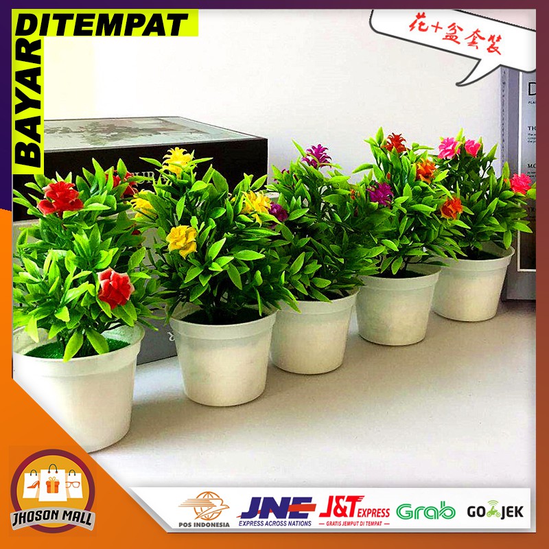 Jual JM Pot Bunga Hias Plastik / Tanaman Bonsai Palsu / Vas Bunga ...
