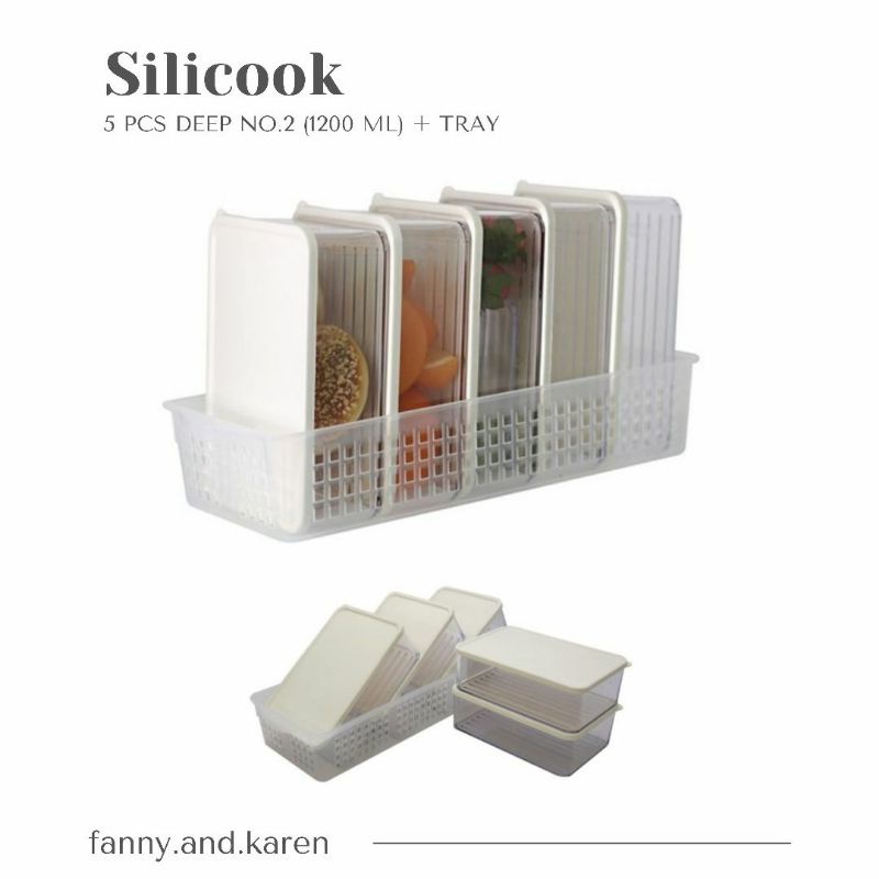 Jual Silicook Food Container - Deep No 2 1200 ml (Set 5 pcs + Tray ...