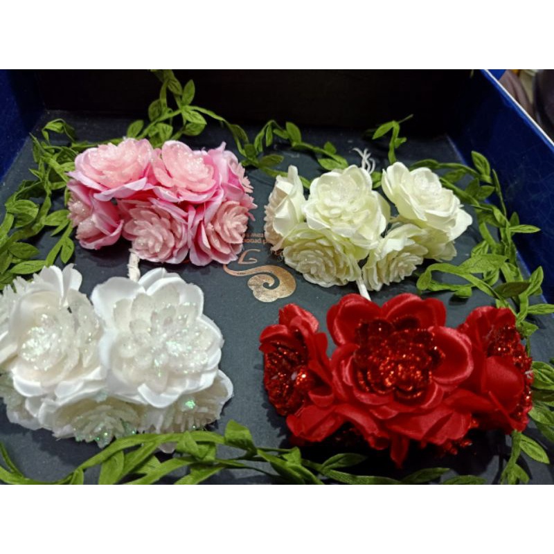 Jual BUNGA SERUNI GELITER SATU IKAT ISI 6PC | Shopee Indonesia