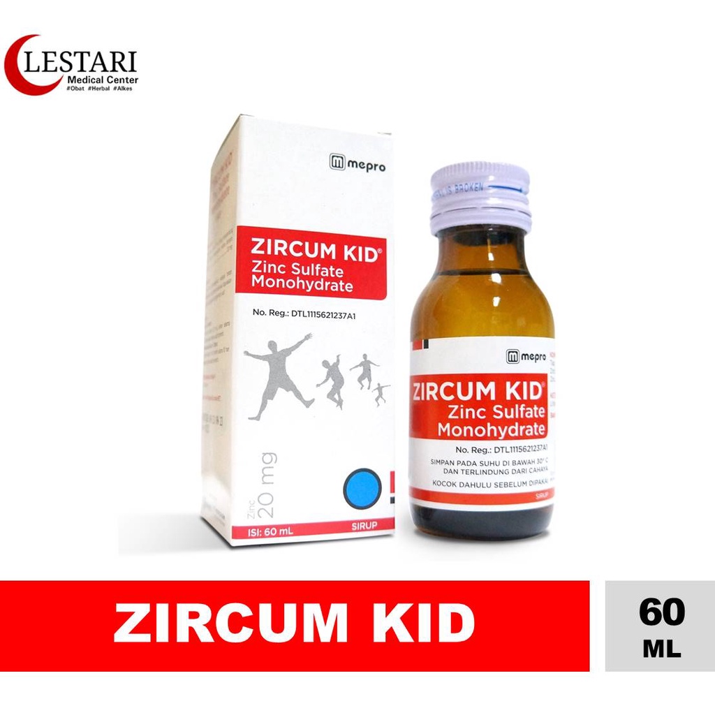 Jual [ BOTOL ] ZIRCUM KID SIRUP 60ML - ZINC SULFATE MONOHYDRATE 20MG ...