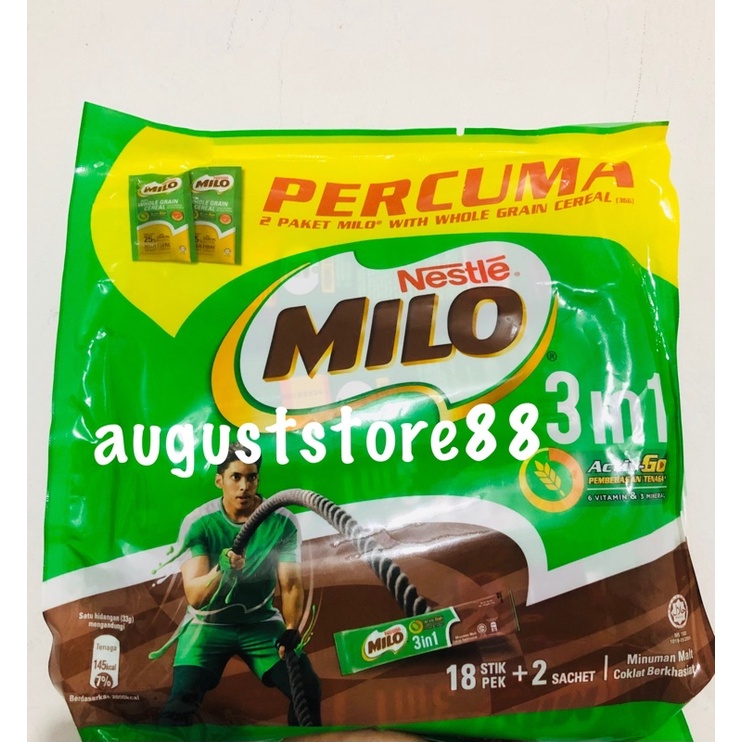 Jual Milo 3 in 1 Malaysia (18 + 2 sachet) Indonesia|Shopee Indonesia