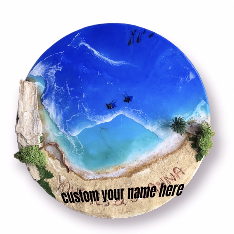 Jual Kado Pernikahan Resin Art Painting Beach Pantai Nama Pasir 30cm ...