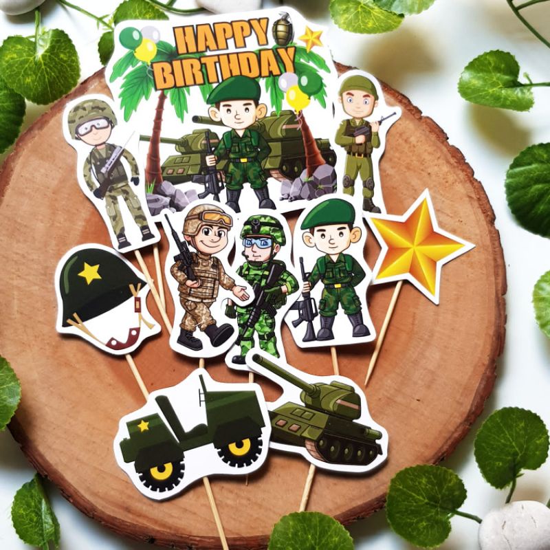 Jual Army Soldier Prajurit Tentara Birthday Cake Topper 1 set | Shopee ...