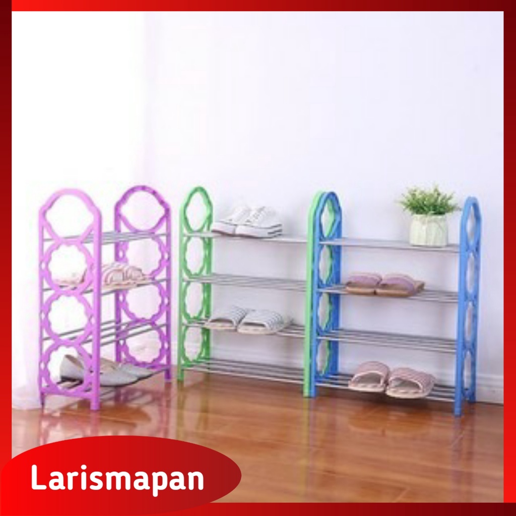 Jual rak sepatu 4 susun tier besi plastik serbaguna portable | Shopee ...
