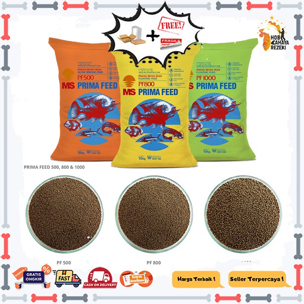 Jual Prima Feed Pelet ikan pf 500 - pf 800 - pf 1000 (1kg) | Shopee ...